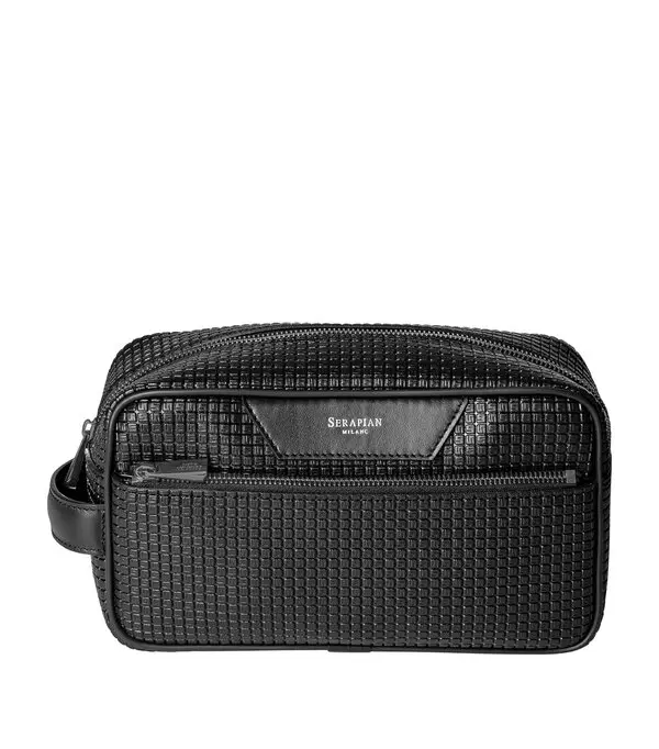 SERAPIAN Coated Canvas And Leather Wash Bag - Black