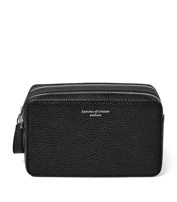 ASPINAL OF LONDON Leather Mount Street Toiletry Bag - Black