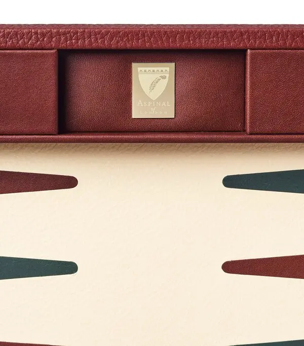 ASPINAL OF LONDON 17-inch Pebble-effect Leather Backgammon Set