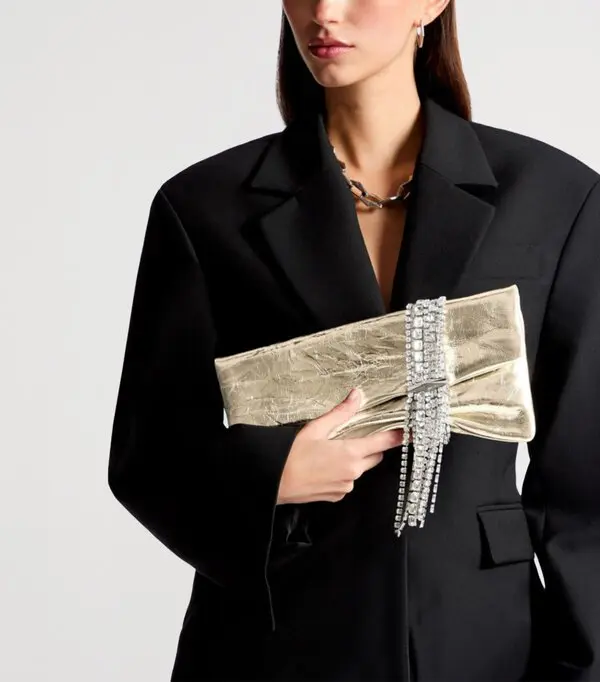 JIMMY CHOO Leather Zandra Clutch - Silver