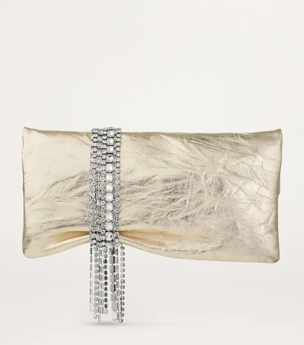 JIMMY CHOO Leather Zandra Clutch - Silver