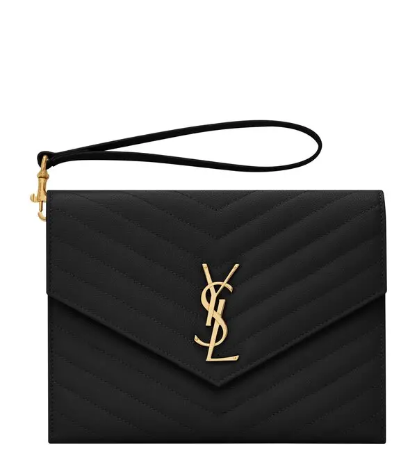 Saint Laurent Monogram Envelope Pouch - Black