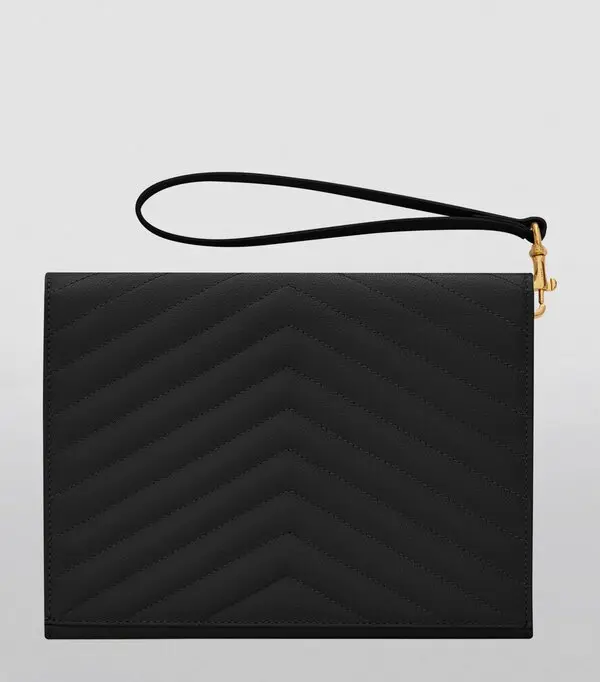 Saint Laurent Monogram Envelope Pouch - Black