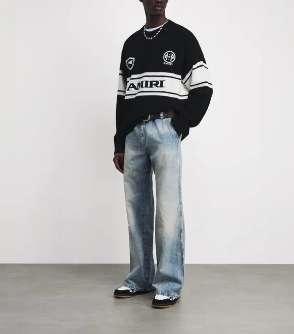 Amiri Wool Logo Oversized Sweater - Black