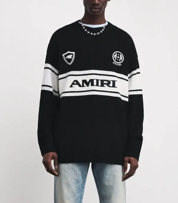 Amiri Wool Logo Oversized Sweater - Black