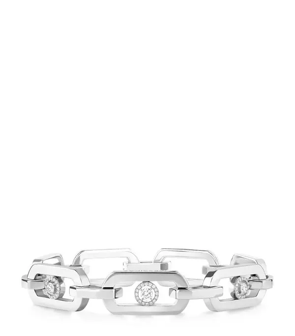 Messika So Move Xl White Gold And Diamond Link Bracelet - Silver