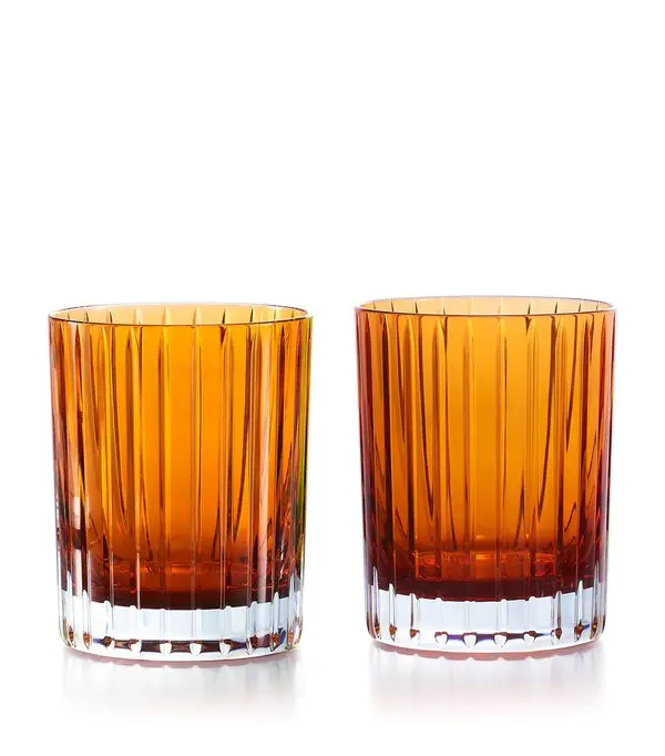 THE MARTHA, BY BACCARAT Large Crystal Harmonie Orange Tumblers - Clear