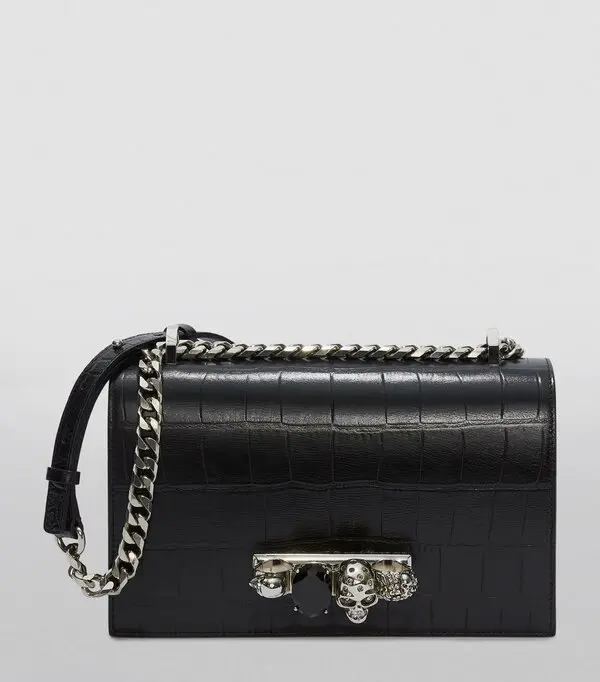 Alexander McQueen Leather Jewelled Satchel - Black