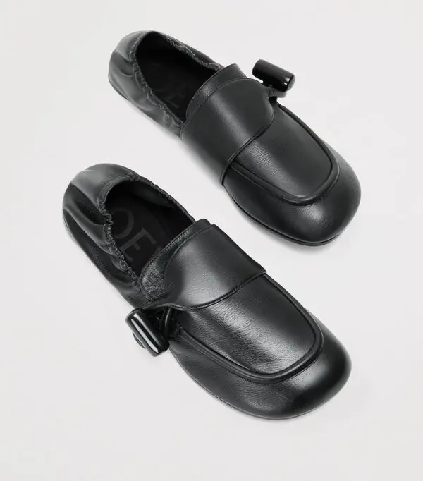 Loewe Leather Toggle Loafers - Black
