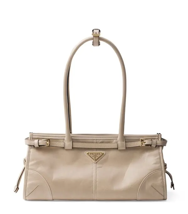 Prada Medium Leather Bonnie Shoulder Bag - Neutral