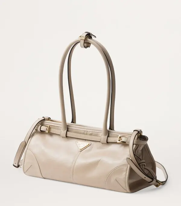 Prada Medium Leather Bonnie Shoulder Bag - Neutral