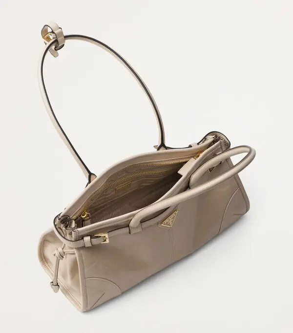 Prada Medium Leather Bonnie Shoulder Bag - Neutral