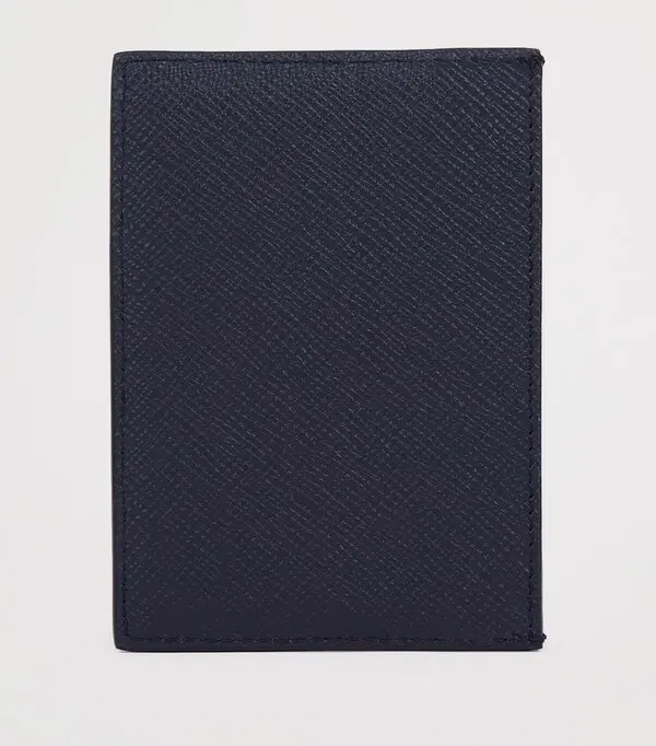 Smythson Panama Leather Compact Card Holder - Blue