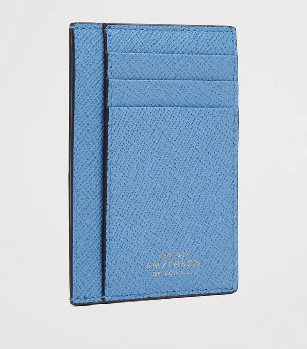 Smythson Panama Leather Compact Card Holder - Blue