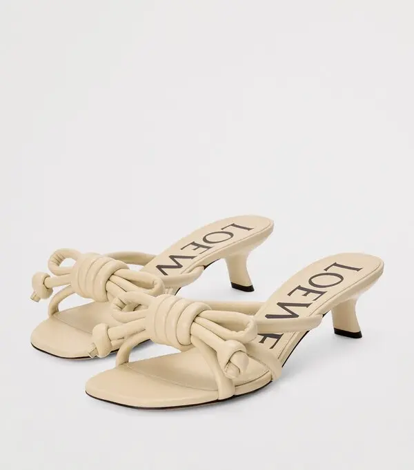 Loewe Lambskin Flamenco Knot Mules 45 - Beige