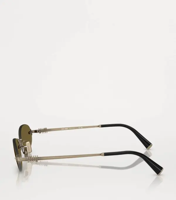 Miu Miu Metal Oval Sunglasses - Gold
