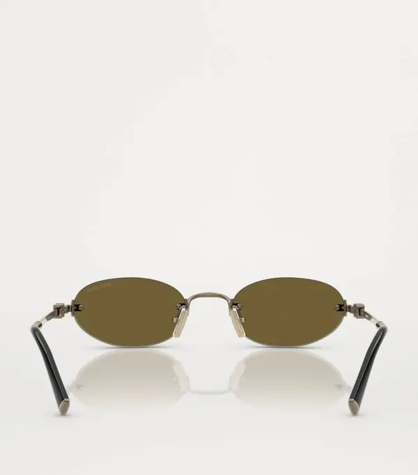 Miu Miu Metal Oval Sunglasses - Gold