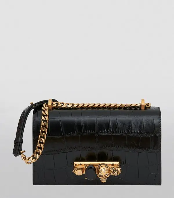 Alexander McQueen Leather Jewelled Satchel - Black