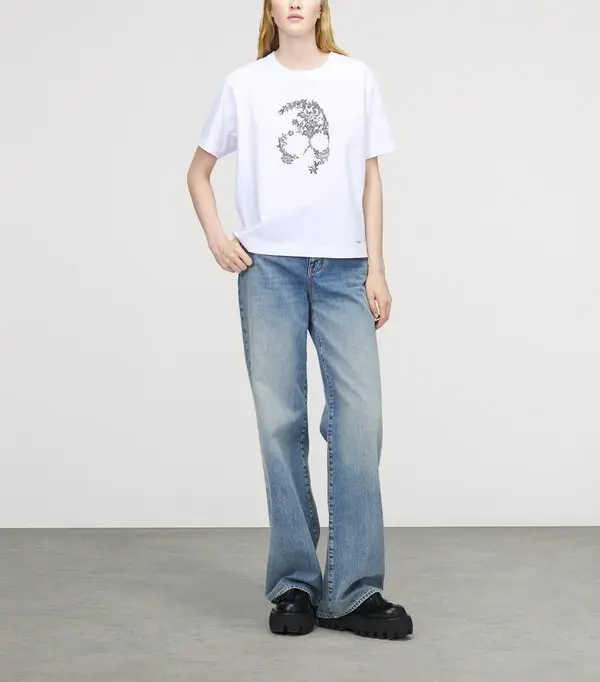 Alexander McQueen Cotton Lace Skull T-shirt