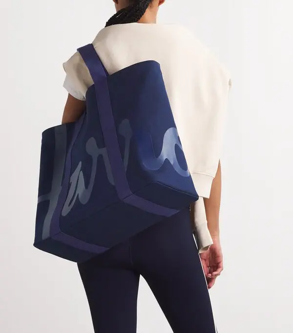 Harrods Large Cotton Logo Tote - Navy