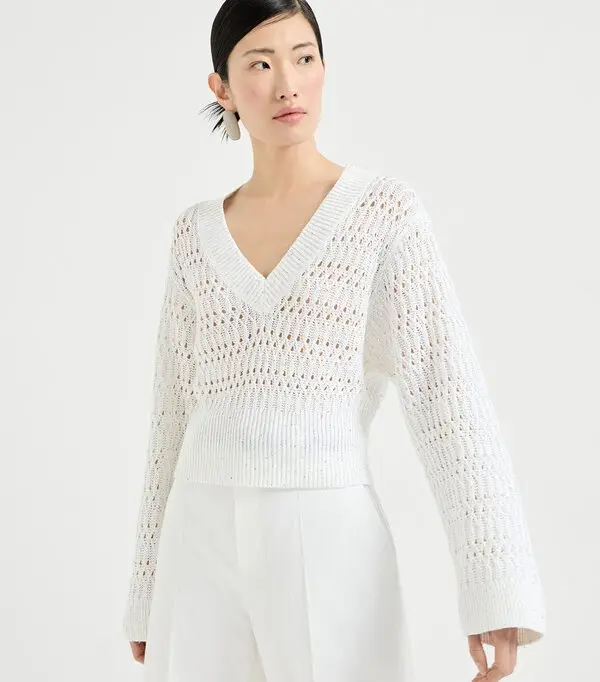 Brunello Cucinelli Linen-blend Sweater - White