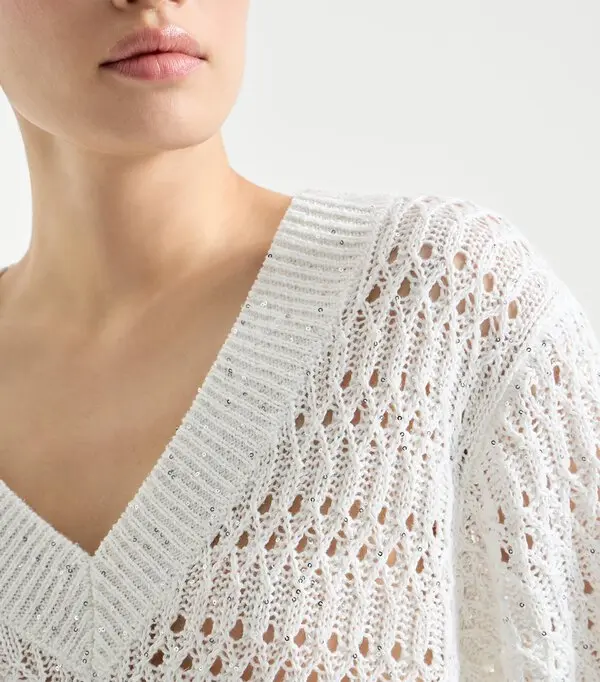 Brunello Cucinelli Linen-blend Sweater - White