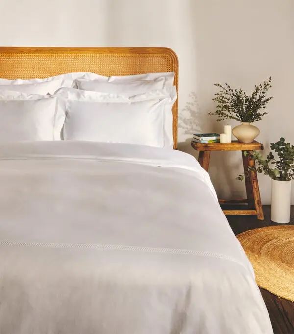 Harrods Supima Cotton Sateen Wilton Super King Duvet Cover - White