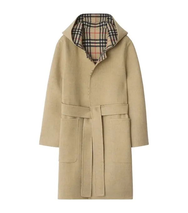Burberry Wool Reversible Hooded Wrap Coat