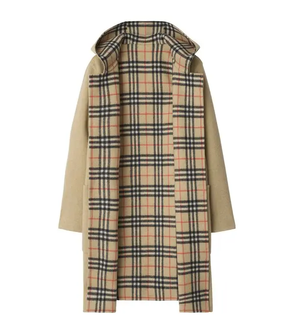Burberry Wool Reversible Hooded Wrap Coat