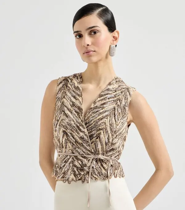 Brunello Cucinelli Knitted Sequin Vest - Brown