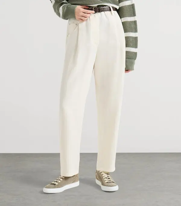 Brunello Cucinelli Embellished Straight Trousers - White