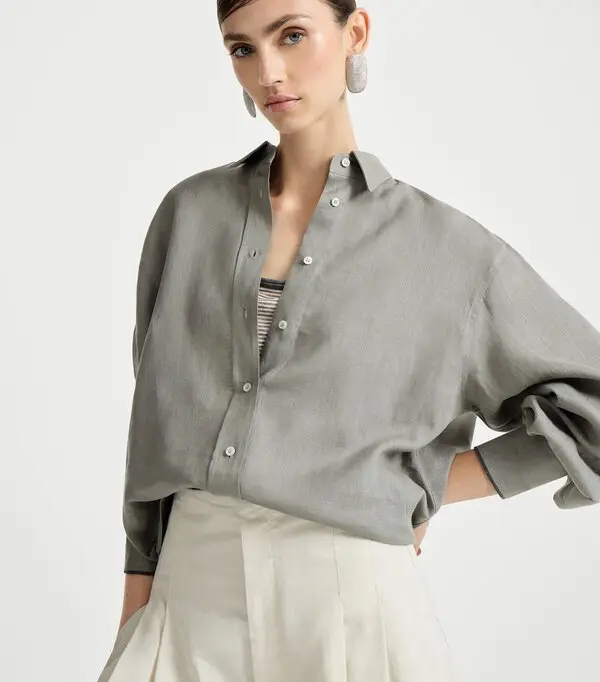 Brunello Cucinelli Linen Button-down Shirt - Brown