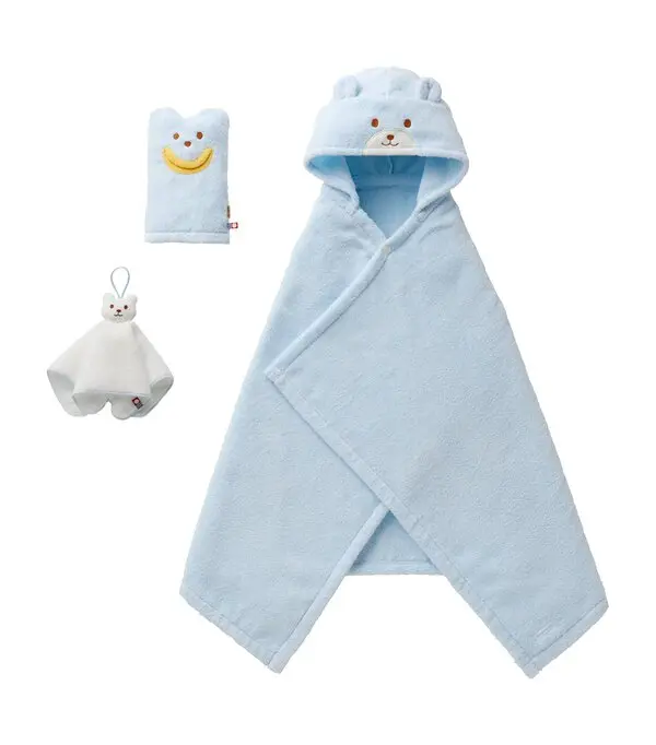MIKI HOUSE Cotton Bath Poncho Set - Blue