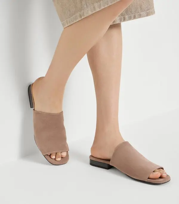 Brunello Cucinelli Suede Open-toe Mules
