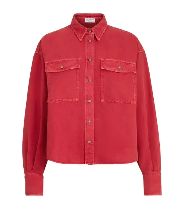 Brunello Cucinelli Cotton-linen Garment-dyed Shirt - Red