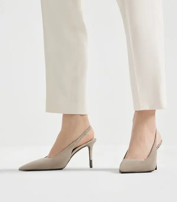 Brunello Cucinelli Suede Slingback Pumps