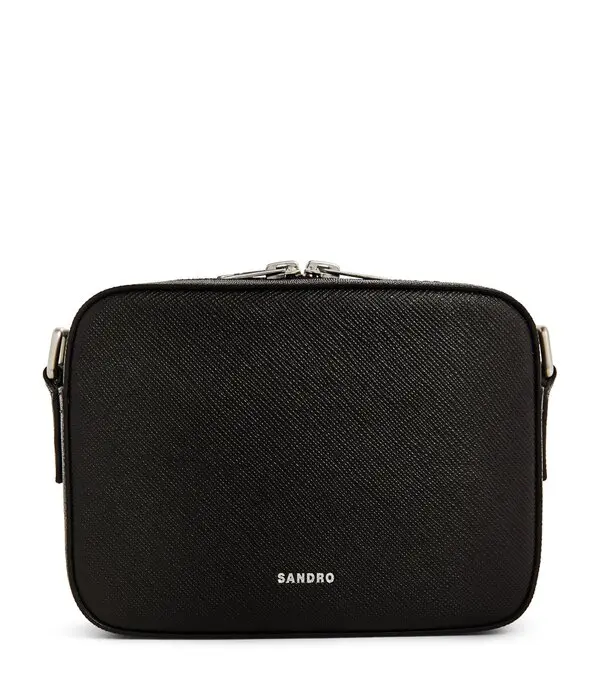 Sandro Saffiano Leather Cross-body Bag - Black