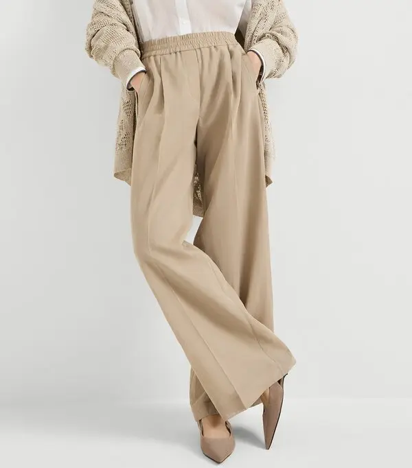 Brunello Cucinelli Cotton Organza Wide-leg Trousers