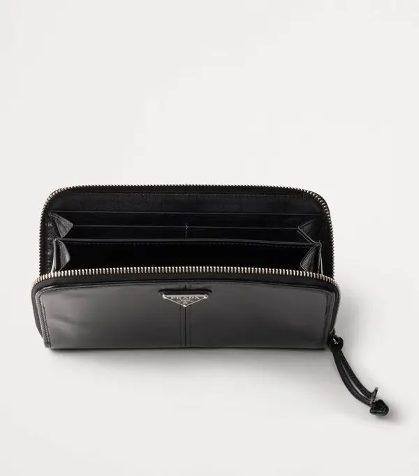 Prada Leather Zip-around Wallet - Black