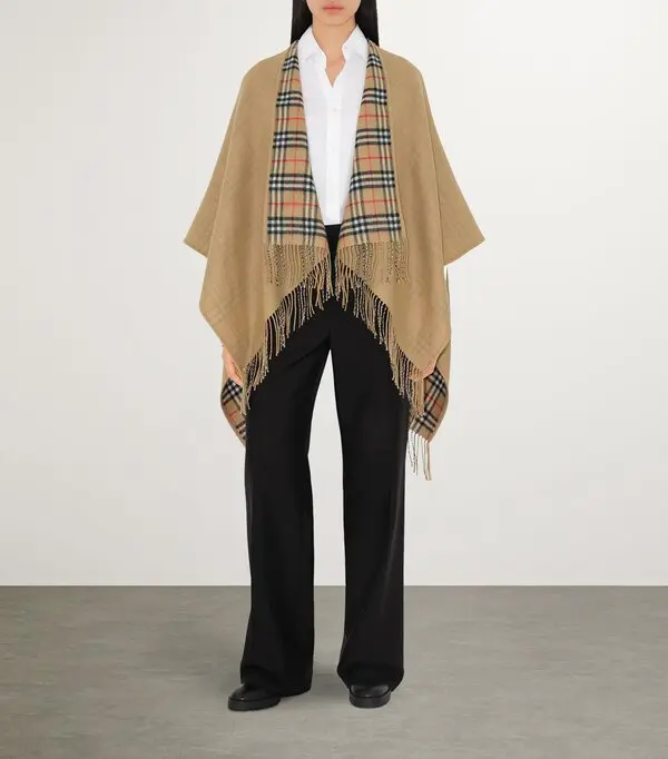 Burberry Wool Reversible Check Cape