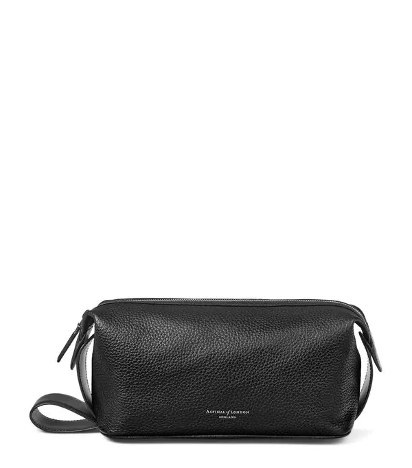 ASPINAL OF LONDON Leather Reporter Wash Bag - Black