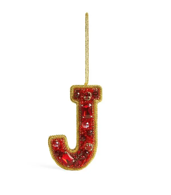 Tinker Tailor Embellished J Decoration - Red