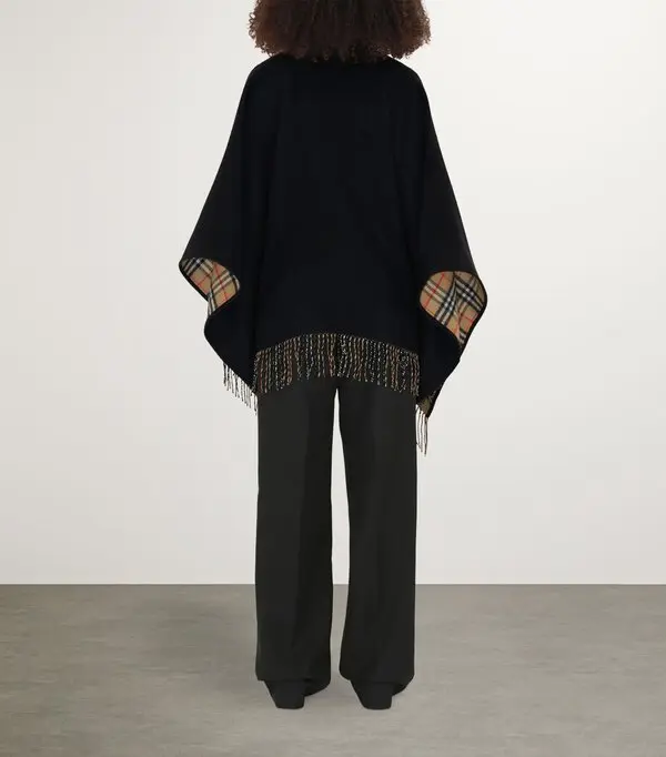 Burberry Reversible Wool Cape With Fringe