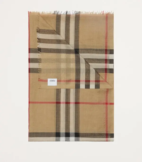 Burberry Wool-silk Check Scarf - Beige