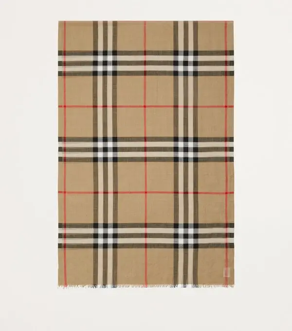 Burberry Wool-silk Check Scarf - Beige