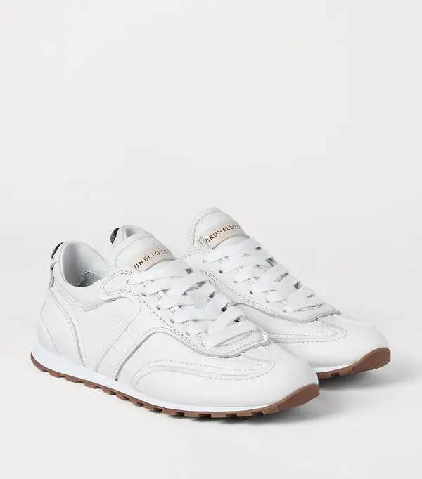 Brunello Cucinelli Grained Leather Running Sneakers - Yellow