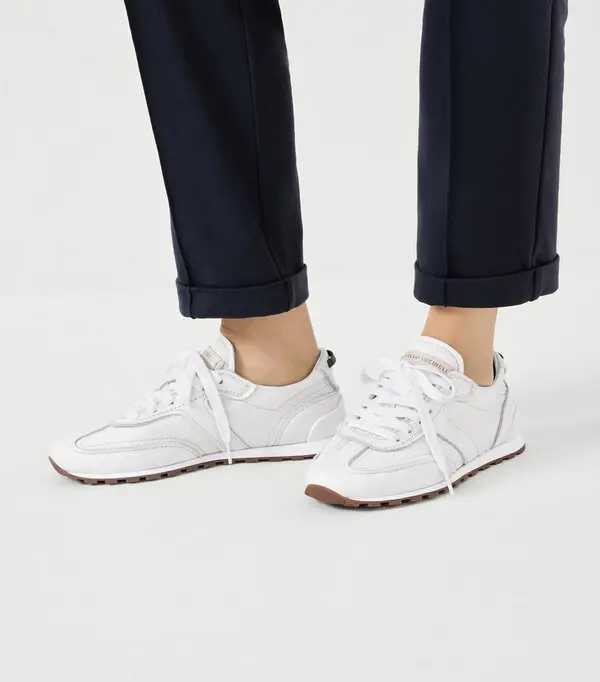 Brunello Cucinelli Grained Leather Running Sneakers - Yellow