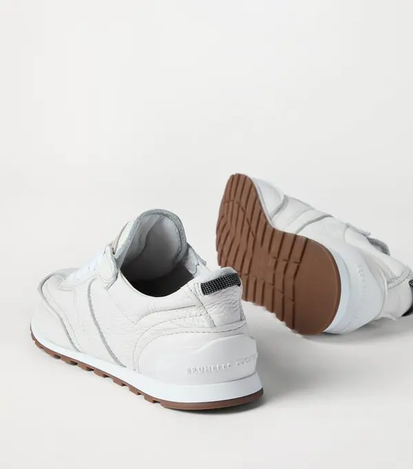 Brunello Cucinelli Grained Leather Running Sneakers - Yellow