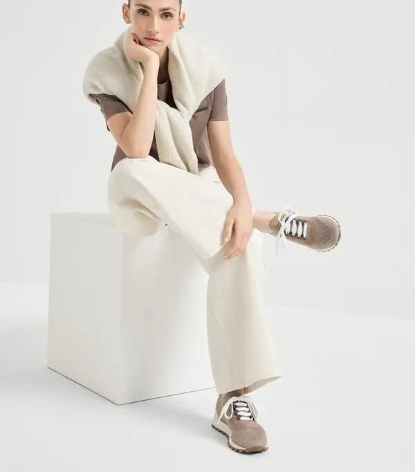 Brunello Cucinelli Cotton-blend Knit Runner Sneakers - Brown
