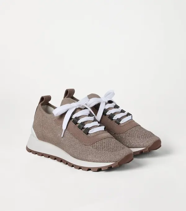Brunello Cucinelli Cotton-blend Knit Runner Sneakers - Brown